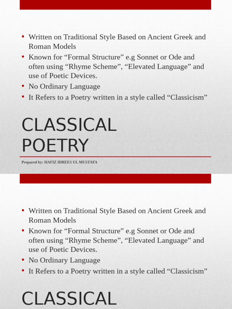 Classical Poetry Introduction | PDF | Poetry | The Canterbury Tales