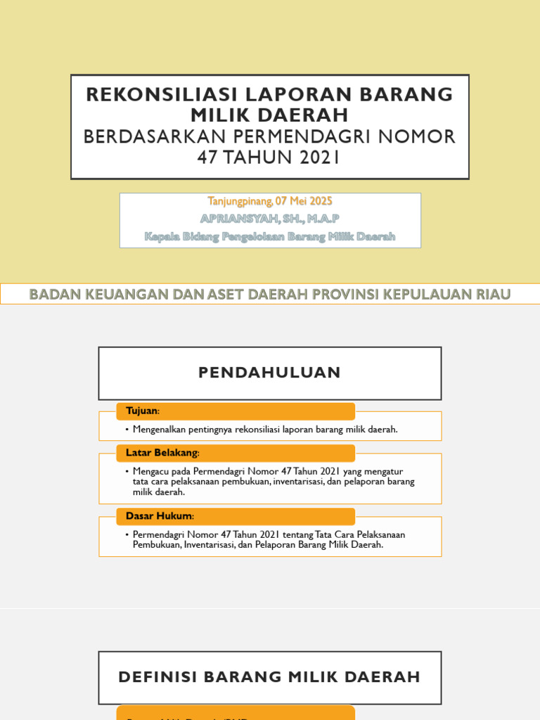 Rekonsiliasi Laporan Barang Milik Daerah 05-05-2025 | PDF