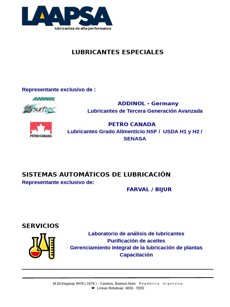 Lubricantes LAAPSA OFICIAL | PDF | Lubricante | Contaminación