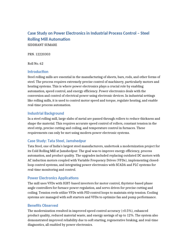 Power Electronics in Steel Rolling Mills | PDF | Power Electronics ...