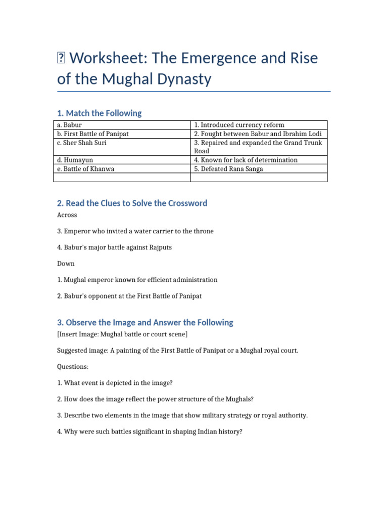Mughal_Dynasty_Worksheet | PDF