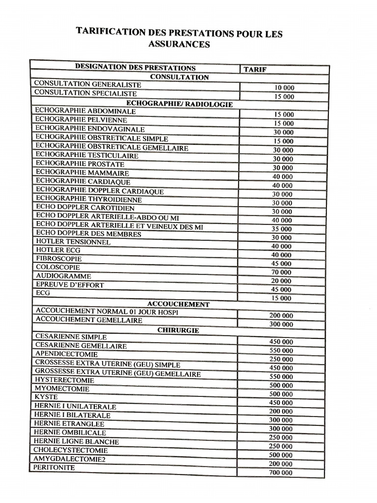 Tarification Assurance | PDF