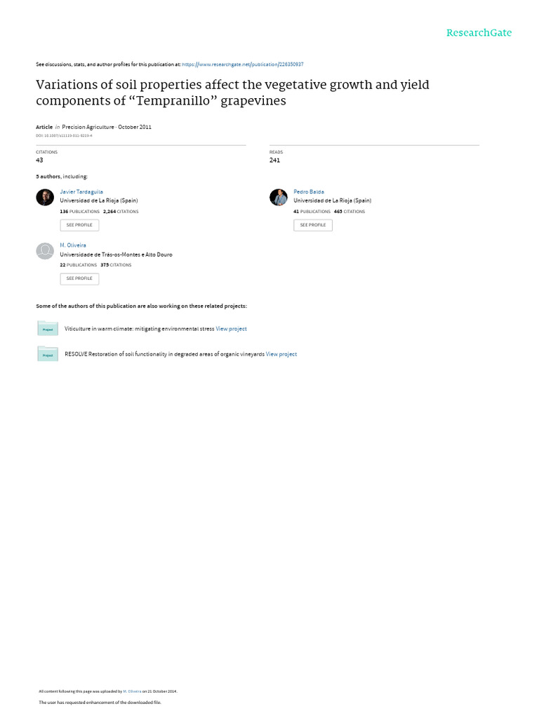 Variations of Soil Properties Affect The Vegetative Growth and Yield ...