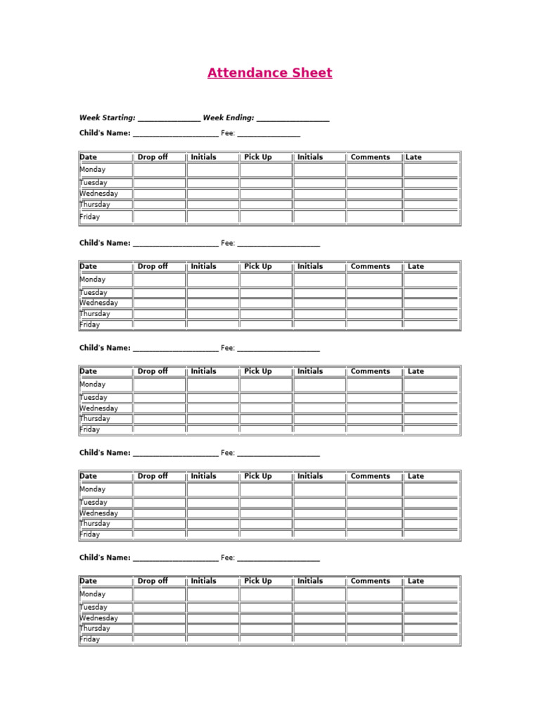 Attendance Sheet | PDF
