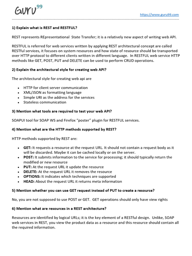 Rest Api Interview Question Answers | PDF | Web Service | Ajax ...
