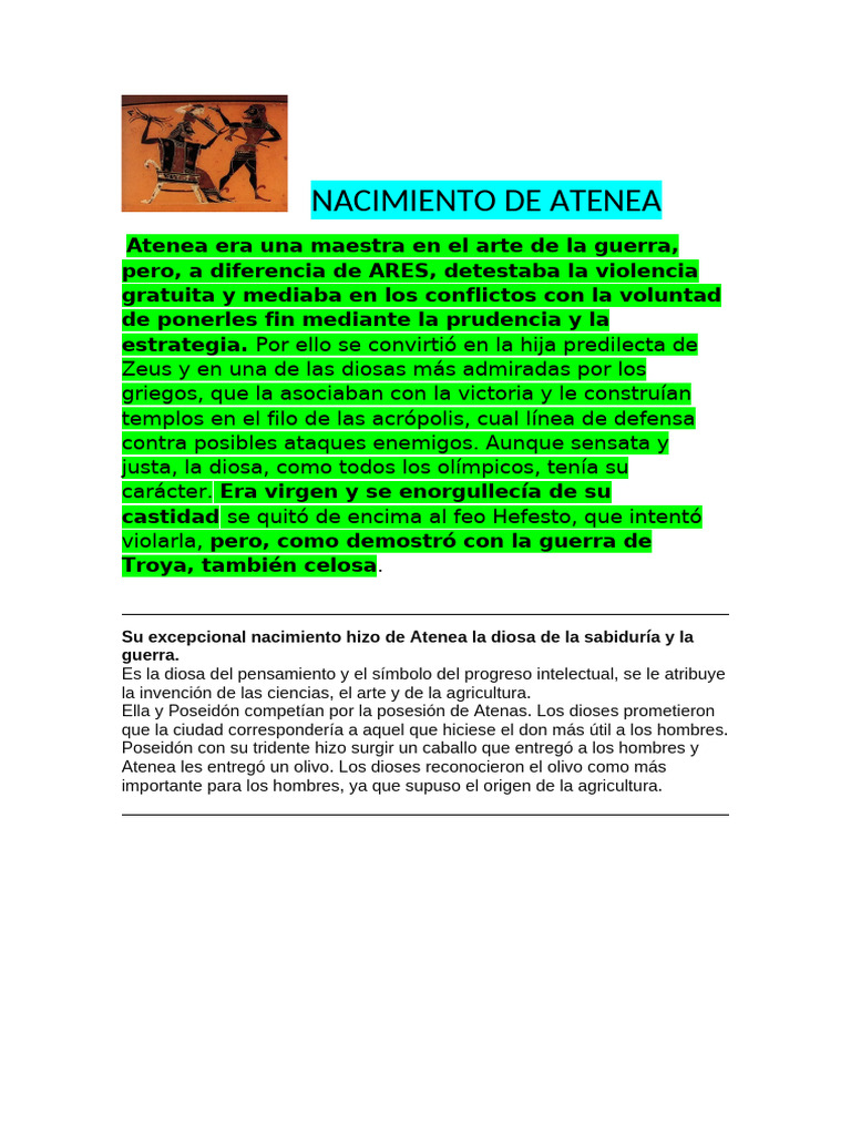 Nacimiento de Atenea | PDF