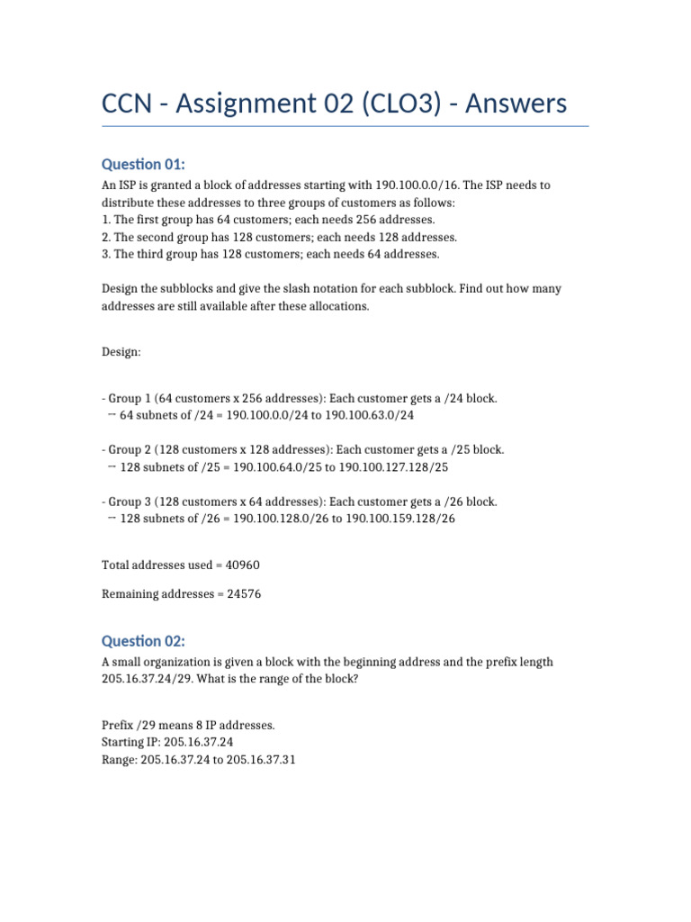 CCN Assignment 2 Answers | PDF