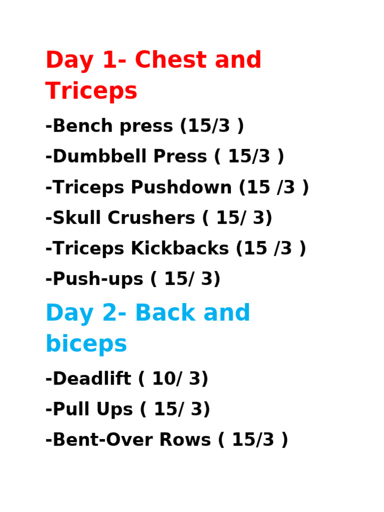Weekly Gym Workout Schedule | PDF