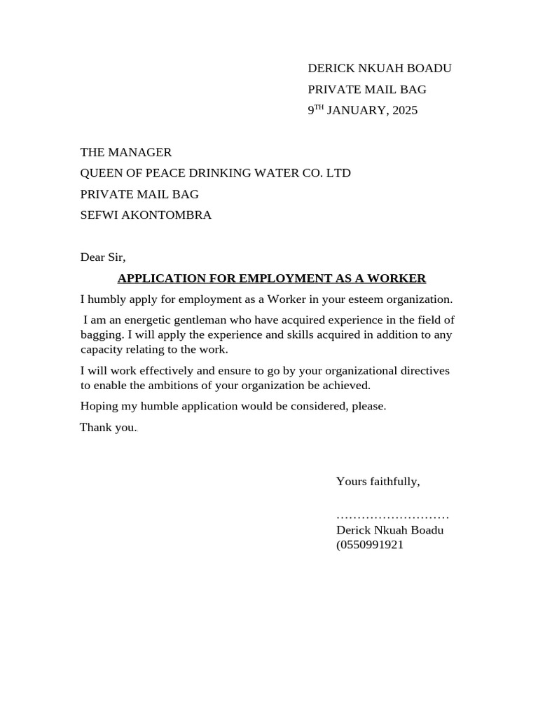 APPLICATION FOR EMPLOYMENT AS A BAGGER | PDF