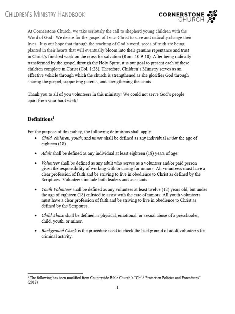 Children's Ministry Handbook Overview | PDF | Jesus | Public Toilet