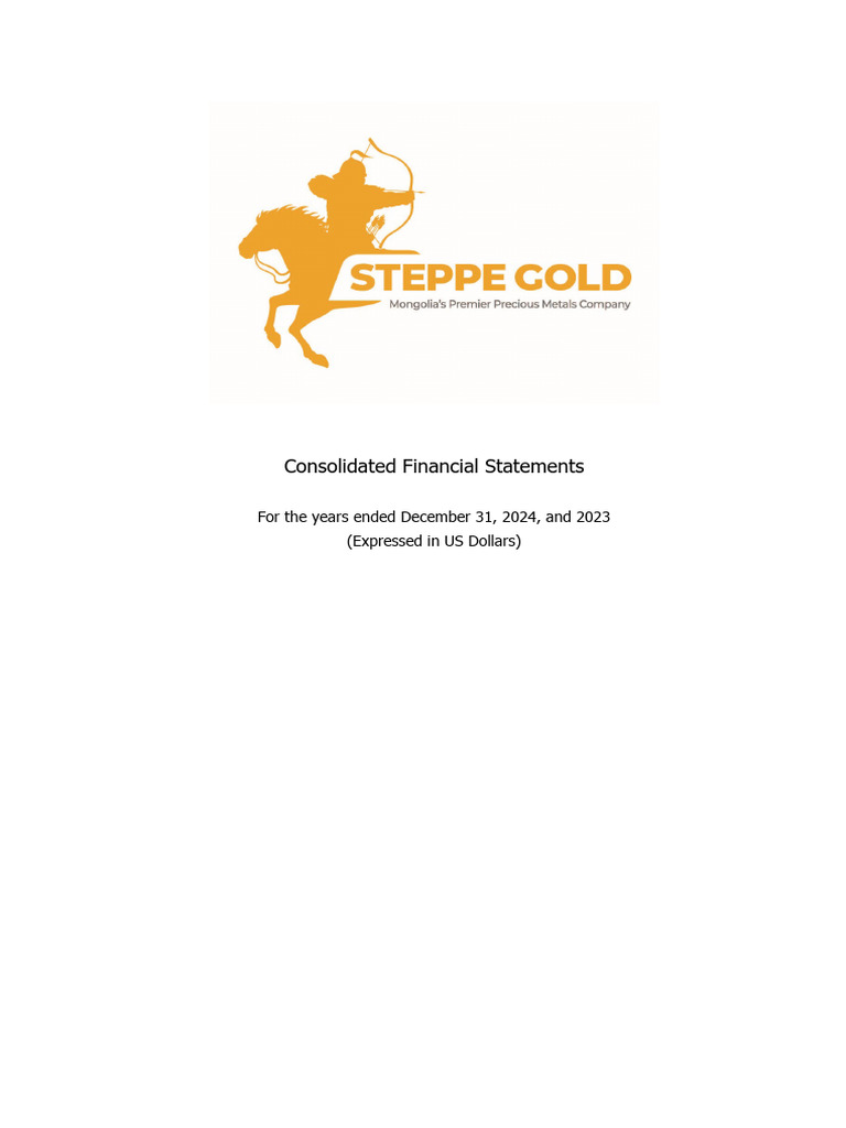 Steppe Gold Ltd. 2024 Financial Audit Report | PDF | Audit | Going Concern