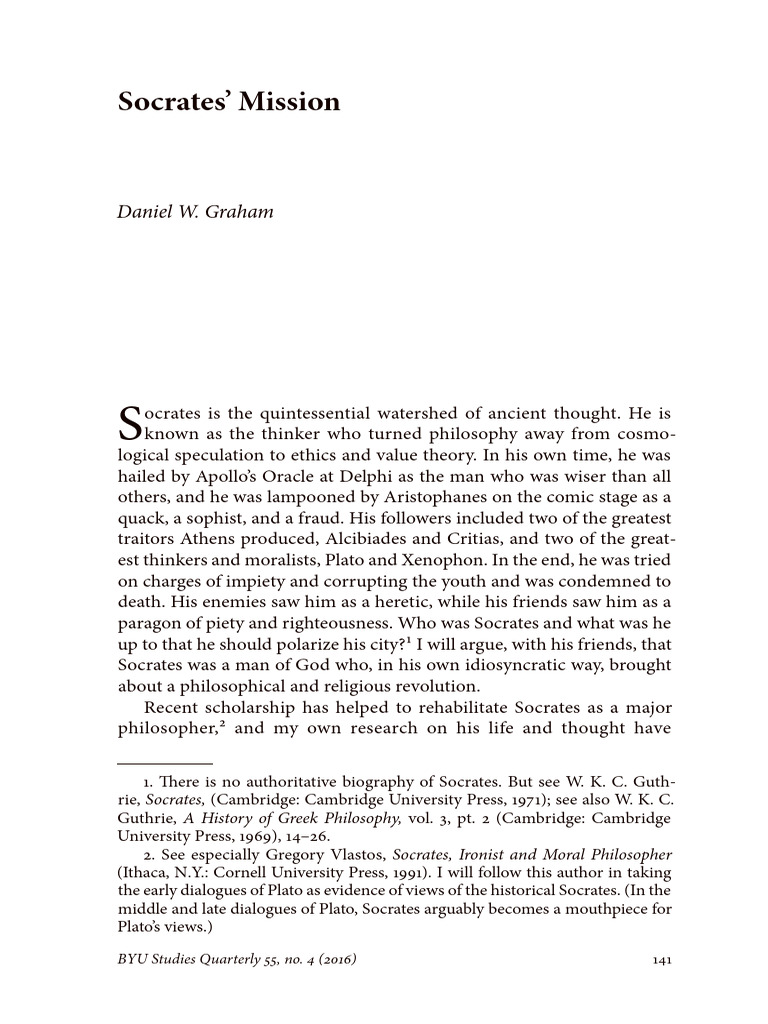 Socrates’ Mission | PDF | Socrates | Apology (Plato)