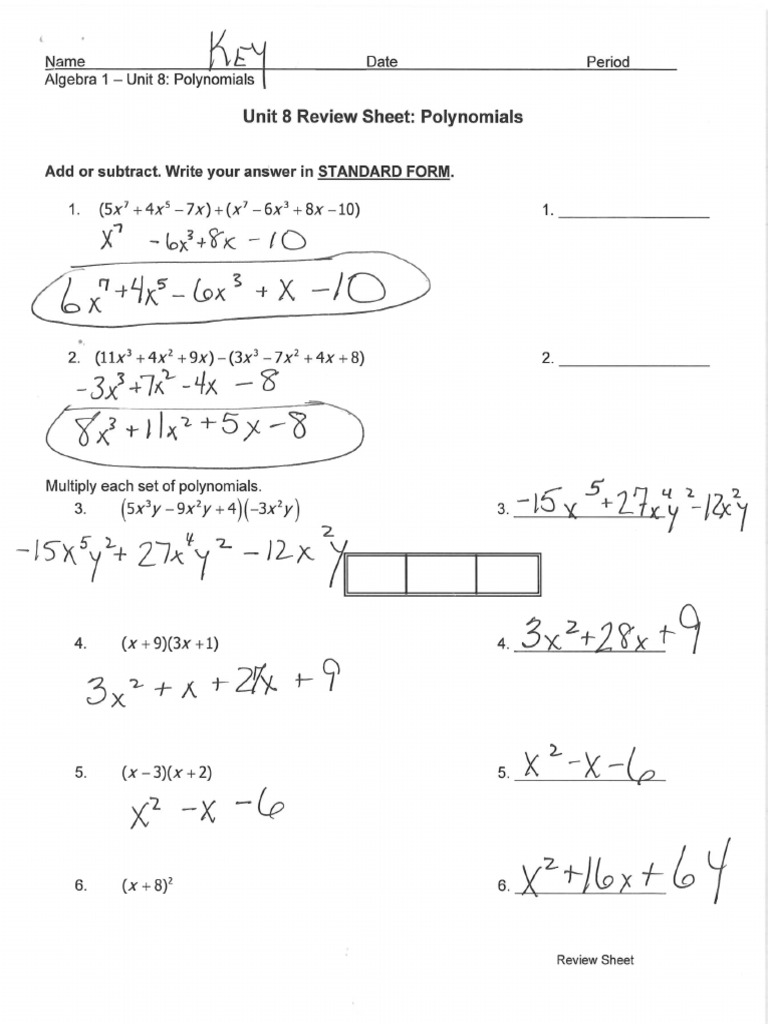 24-25_Polynomials_Review_Packet_KEY | PDF