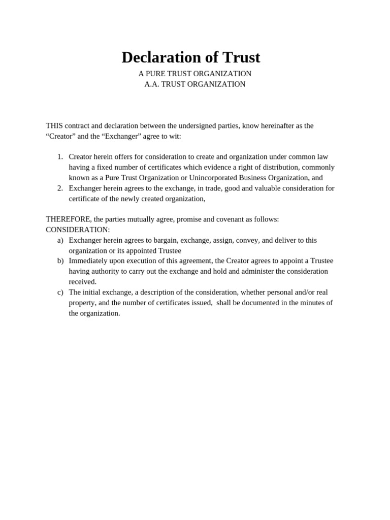 Declaration of Trust-Starter | PDF