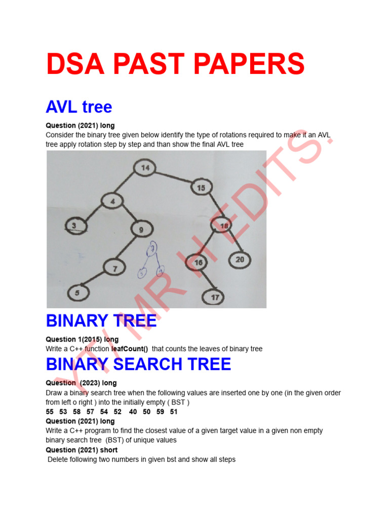 DSA PAST PAPERS (2012 - 2023) Unsolved | PDF | Mathematical Relations | Discrete Mathematics