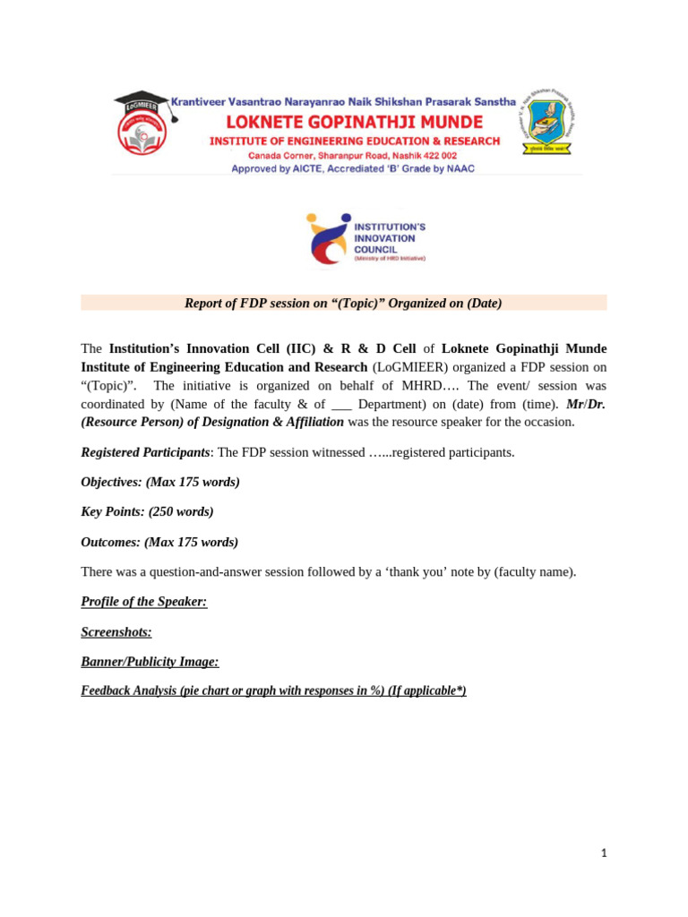 FDP Report Template | PDF