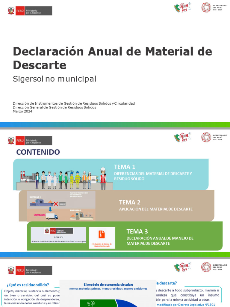 Declaración Anual de Material de Descarte | PDF | Residuos | Gestión de ...