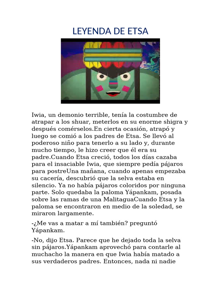 Leyenda de Etsa e Iwia: Orígenes y Conflicto | PDF