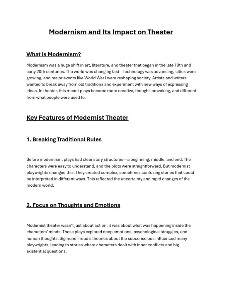 Modernism's Influence on Theater | PDF | Modernism | Theatre