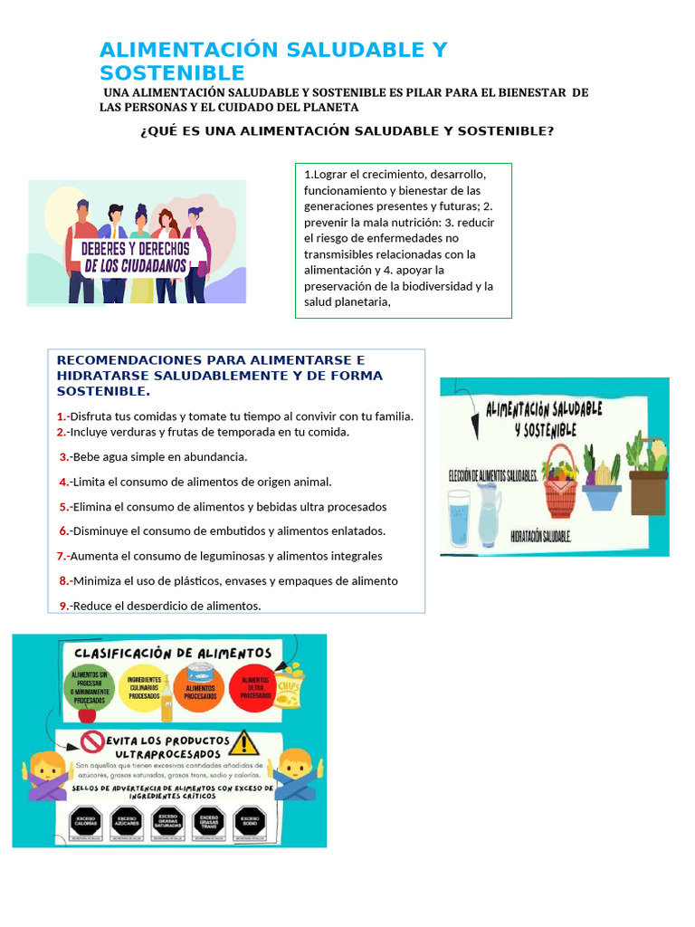 UNA ALIMENTACIÓN SALUDABLE Y SOSTENIBLE ES PILAR PARA EL BIENESTAR DE LAS PERSONAS Y EL CUIDADO ...