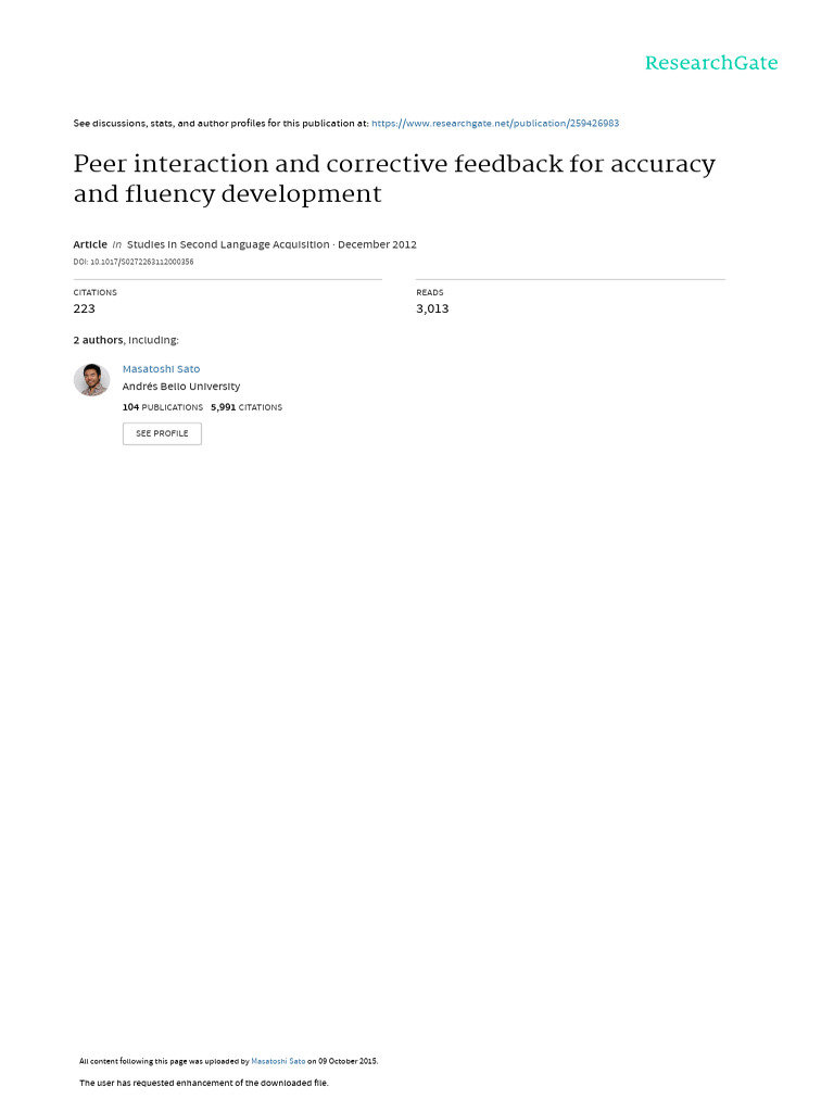 Peer Interaction & Feedback in L2 Learning | PDF | Second Language ...