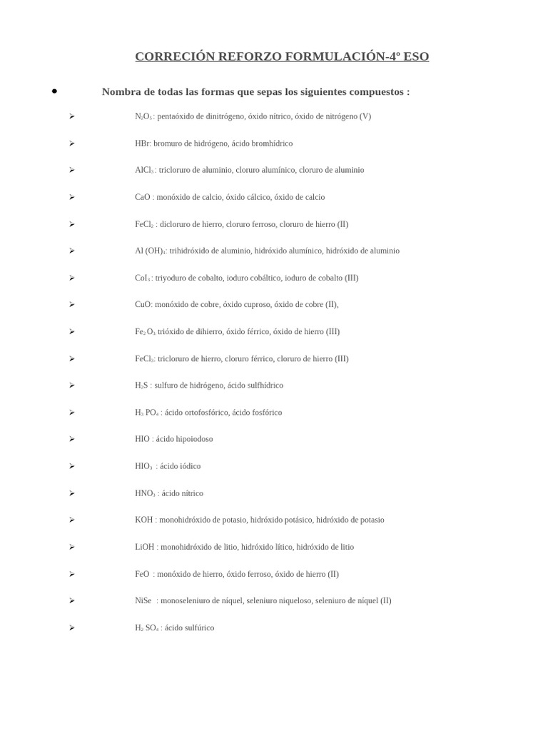 Correcci - N Refuerzo Formulaci - N Inorg - Nica | PDF | Bicarbonato de sodio | Hidróxido