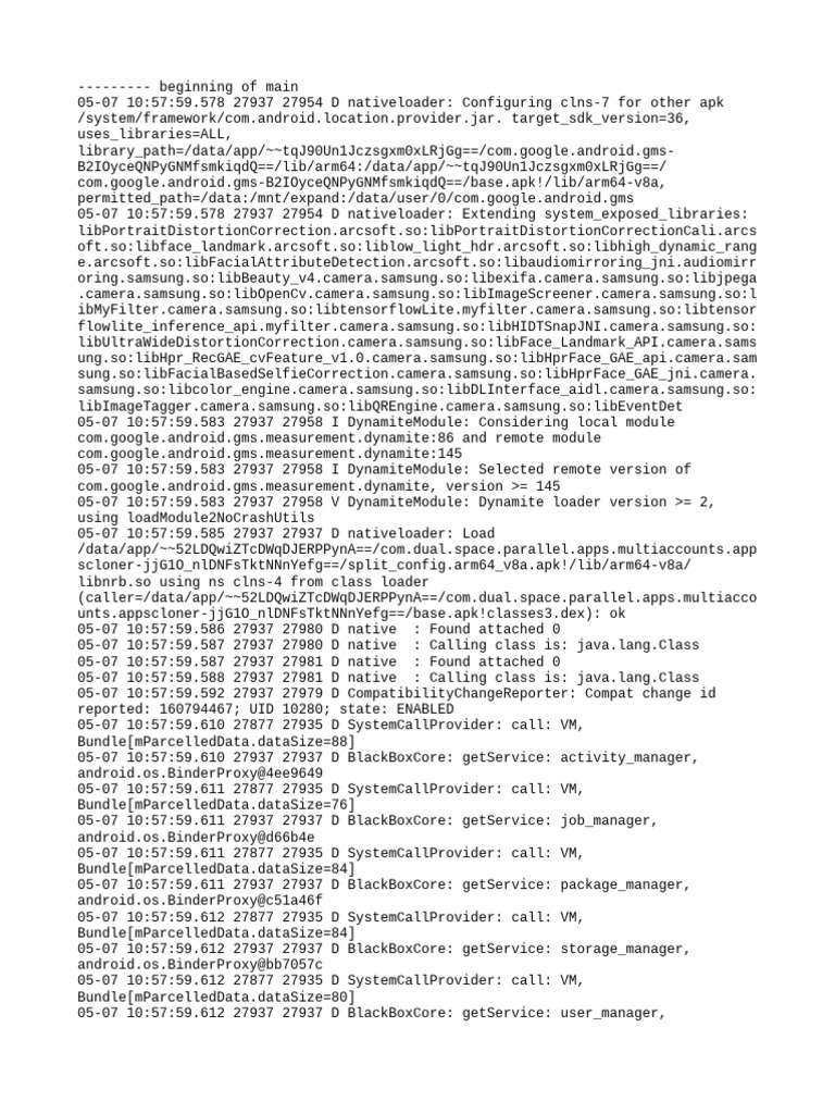 Com - Dual.space - Parallel.apps - Multiaccounts.appscloner Logcat | PDF | System Software ...