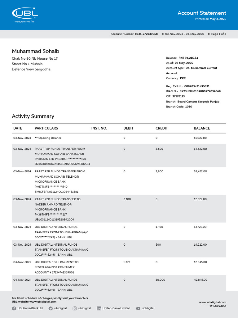 AccountStatement Compressed | PDF | Pakistan | Government Of Pakistan