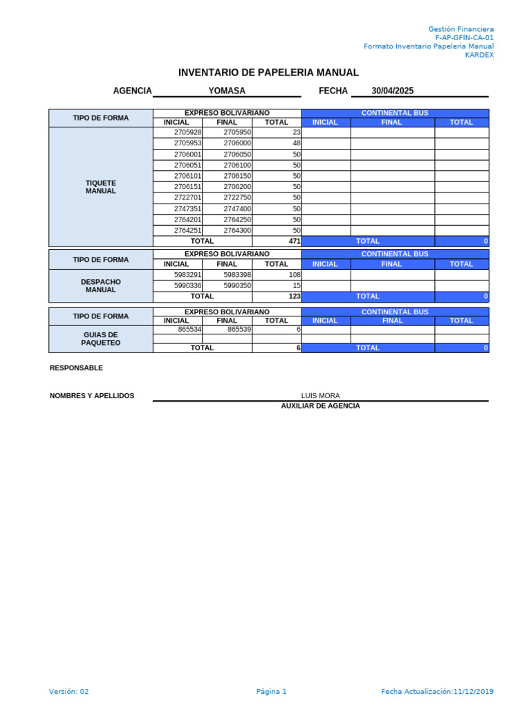 Inventario Papeleria Manual Kardex 31-03-2025 | PDF