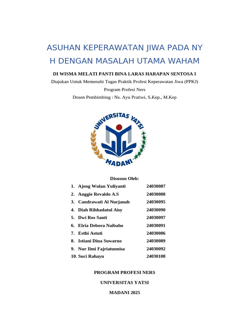 Asuhan Keperawatan Jiwa Pada Ny H Dengan Masalah Utama Waham | PDF