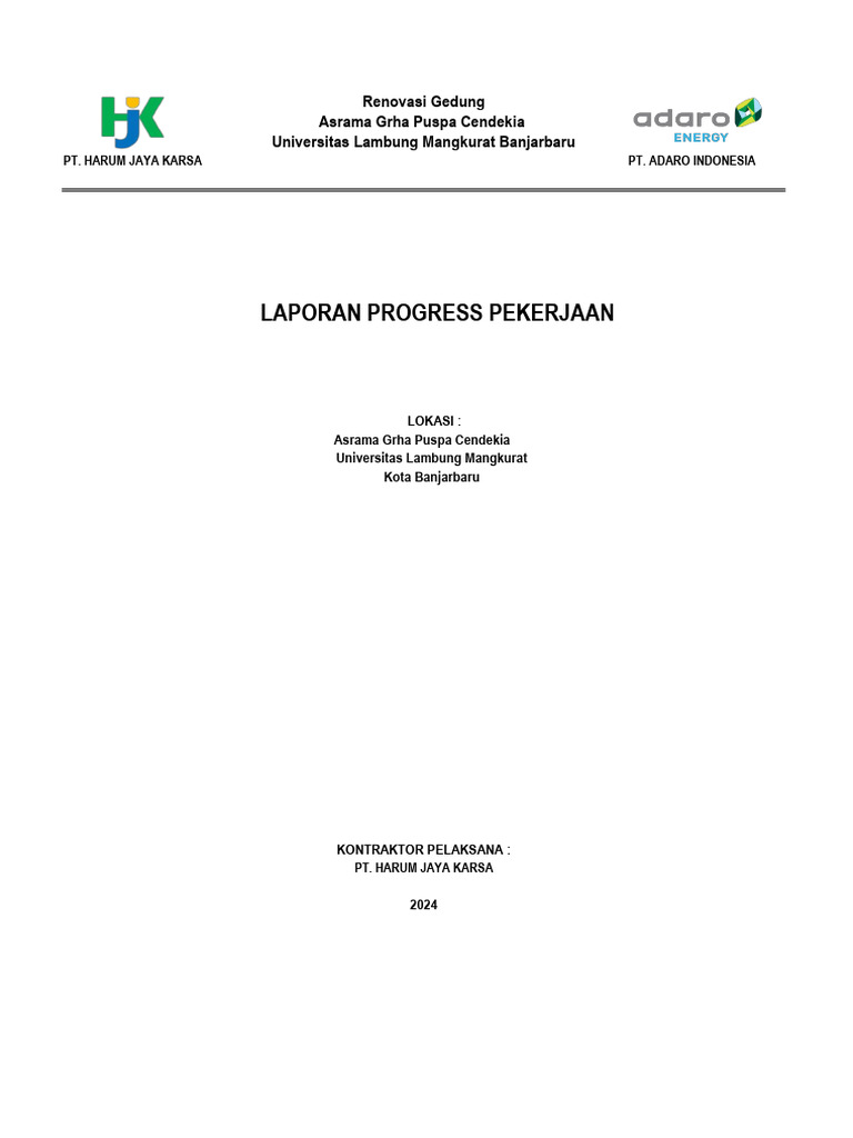 Laporan Minggu-1 Renovasi Gedung Asrama ULM | PDF