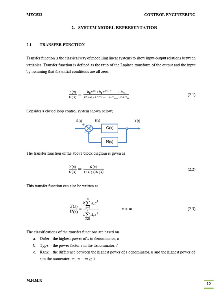 2) SYSTEM MODEL REPRESENTATION-Student | PDF | Laplace Transform | Control Theory