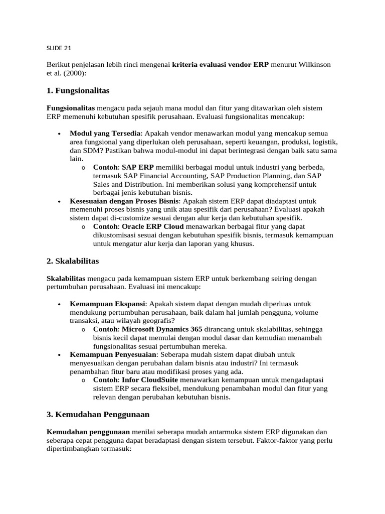 Kriteria Evaluasi Vendor ERP | PDF