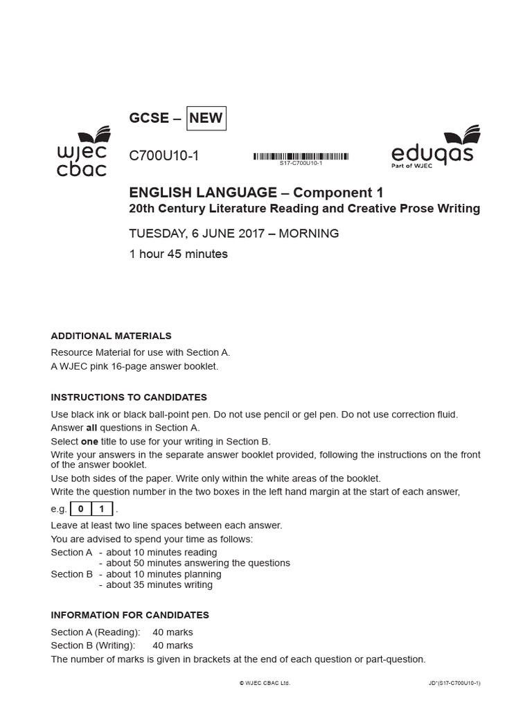 June 2017 English Language Exam Guide | PDF | Writing | Communication