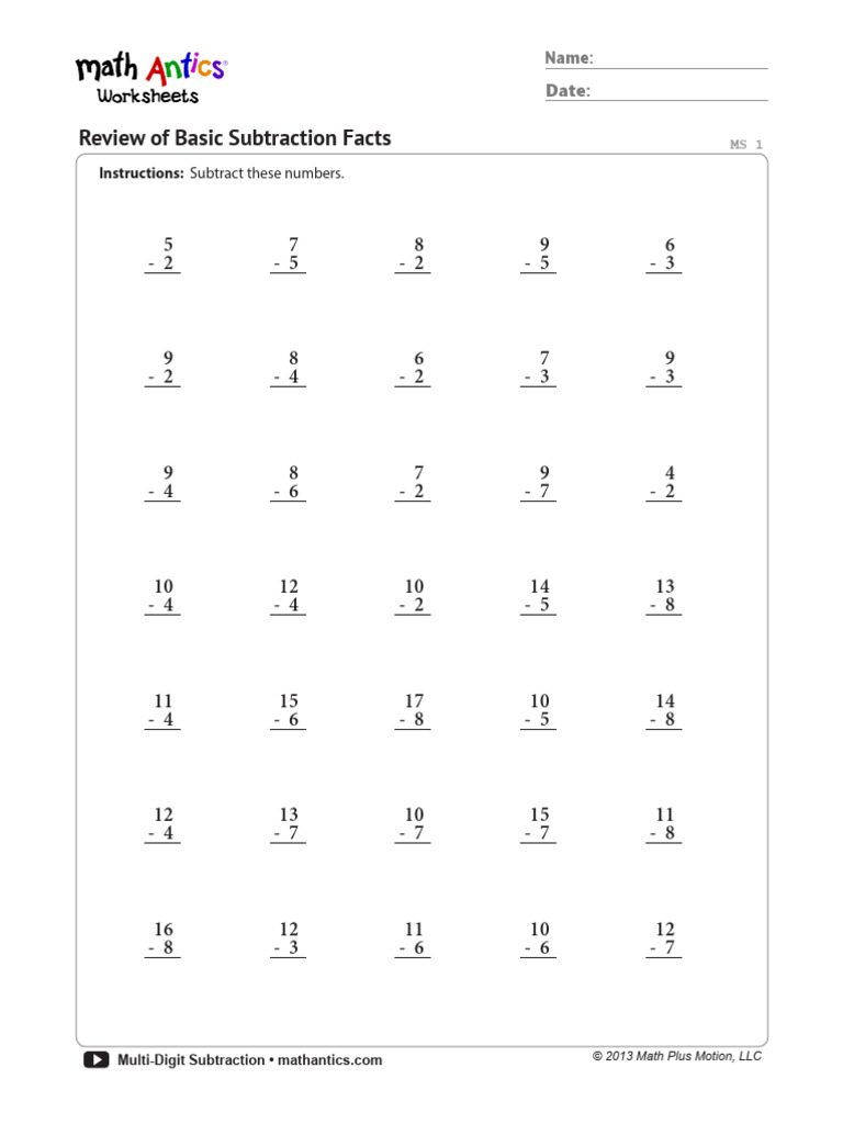 Worksheets MultiDigitSubtraction | PDF | Subtraction | Numbers
