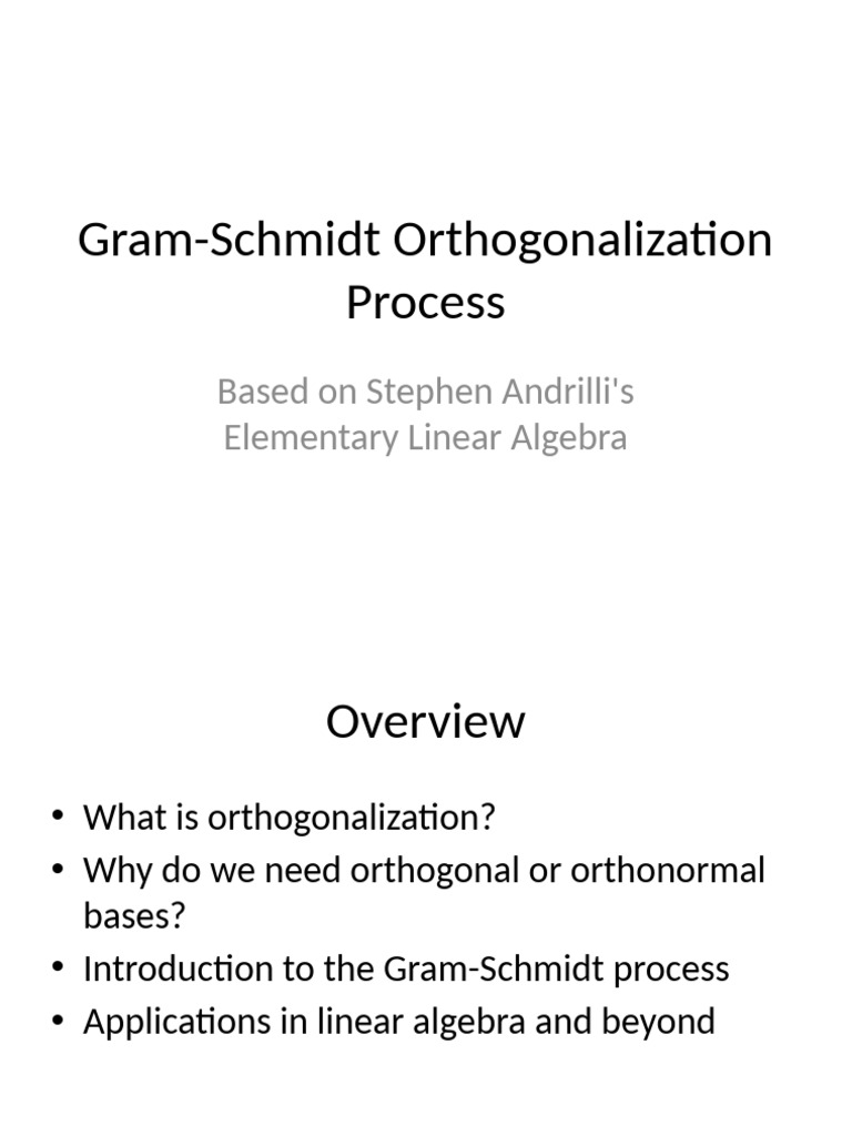 Gram Schmidt Presentation 1 Pdf 8940