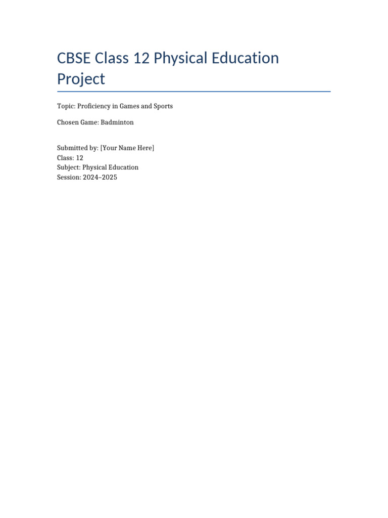 Badminton Project Class 12 | PDF