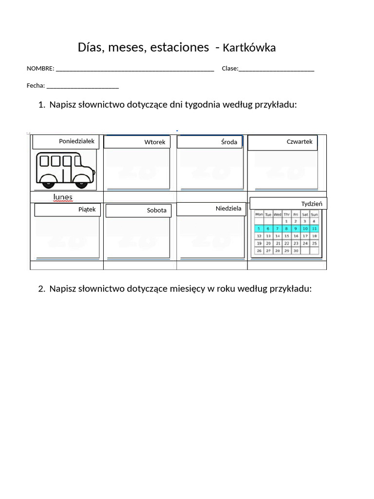 Dias Meses Estaciones | PDF