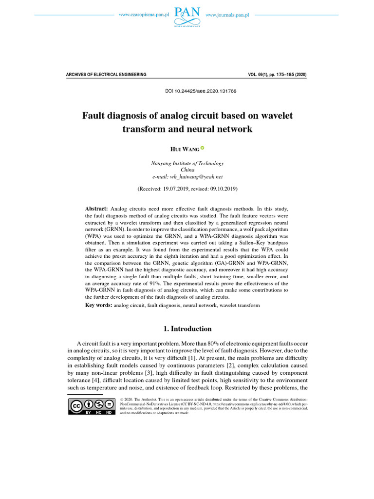 Fault Diagnosis of Analog Circuit Based On Wavelet Transform and Neural ...