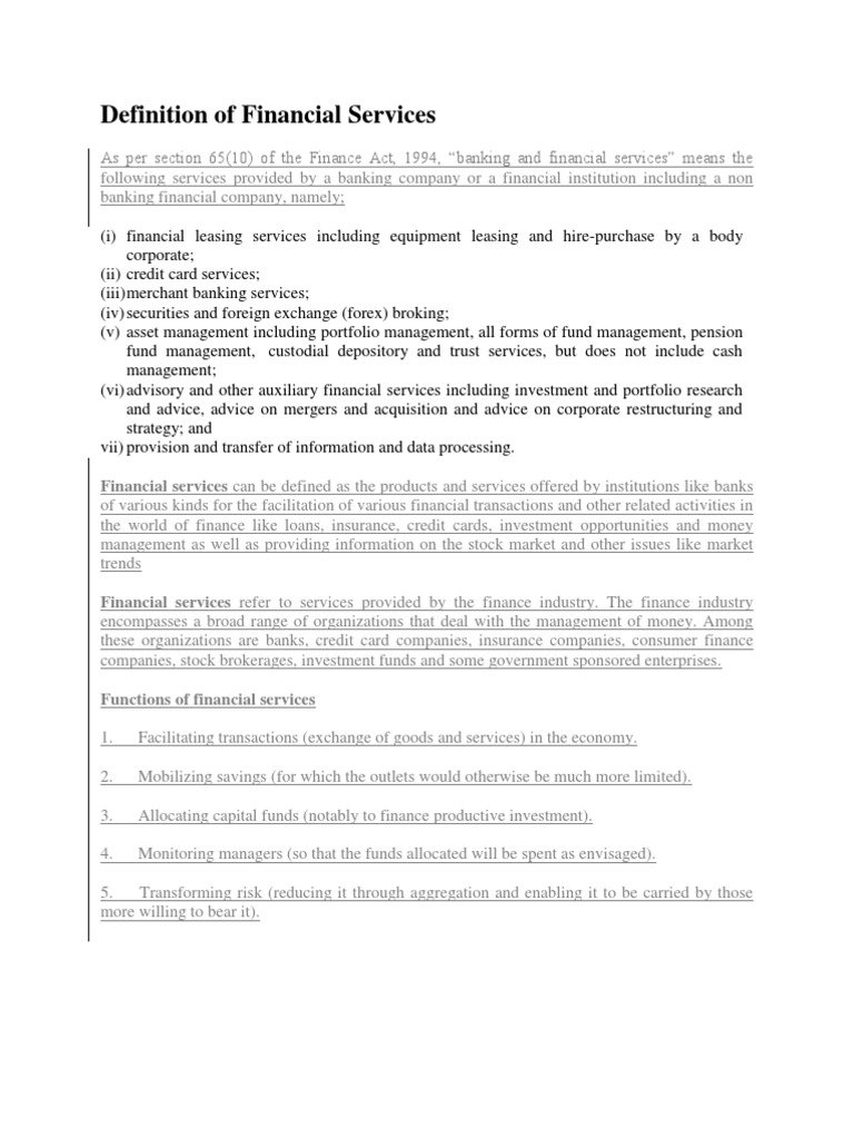 Defining Financial Services: A Comprehensive Look at the Scope and ...