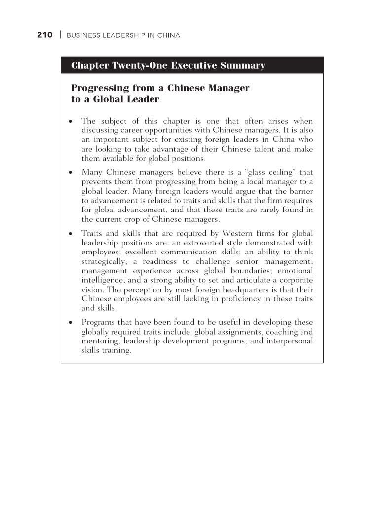 Progressing from a Chinese Manager | PDF