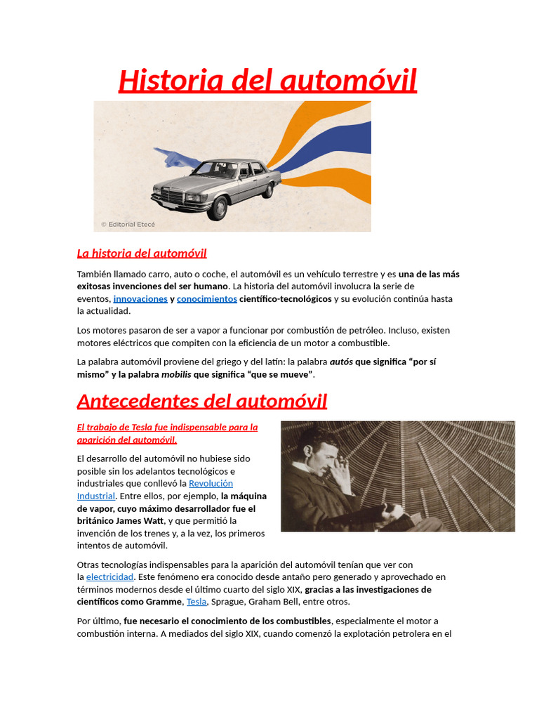 Historia Del Automóvil | PDF | Coche | Motores