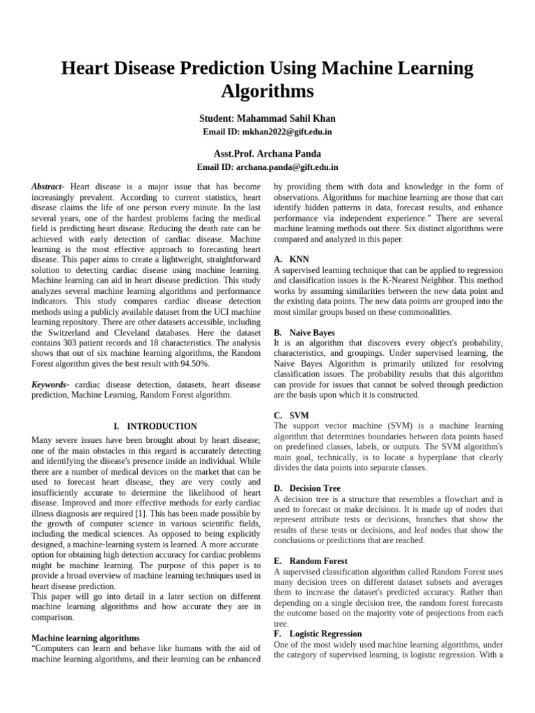 Machine Learning Heart Disease Paper | PDF | Machine Learning | Support ...