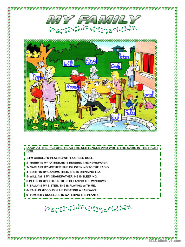 Family Activities and Relations Worksheet | PDF