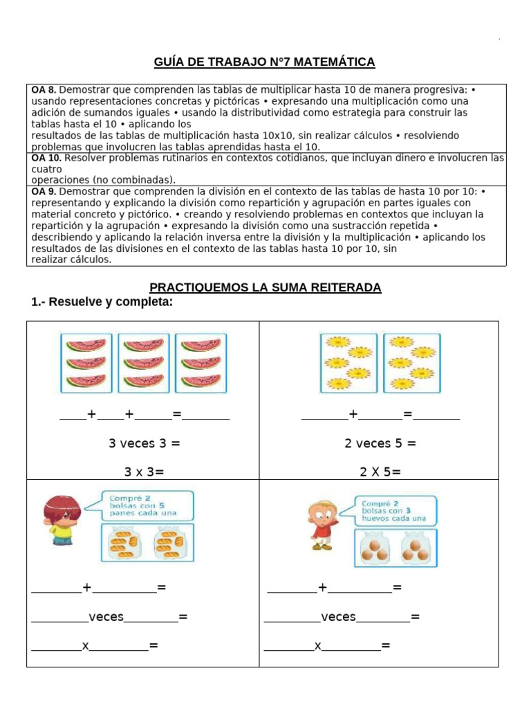 Matematica Guia7 3ro | PDF | Multiplicación | Matemáticas