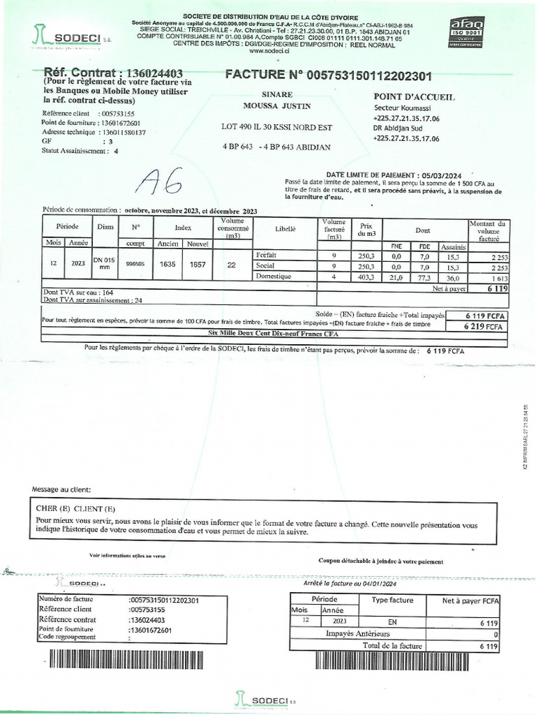 Facture Sodeci | PDF