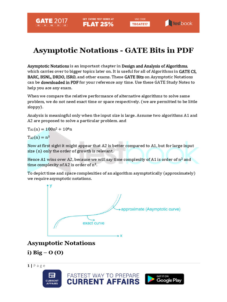 Asymptotic Notations GATE Bits in PDF | PDF | Time Complexity | Mathematical Analysis
