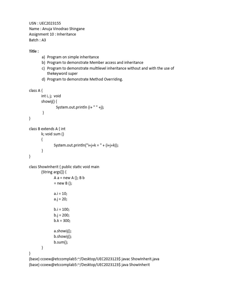 UEC2023155 Assignment 10 | PDF | Constructor (Object Oriented Programming) | Programming