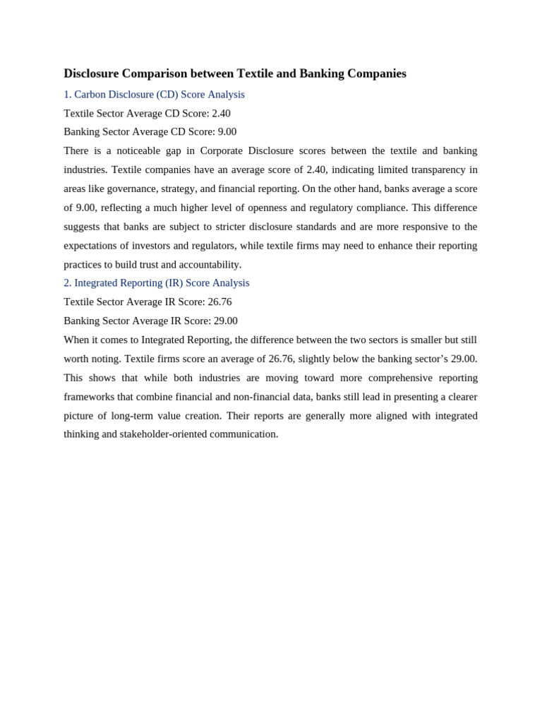 Textile vs Banking Disclosure Scores | PDF