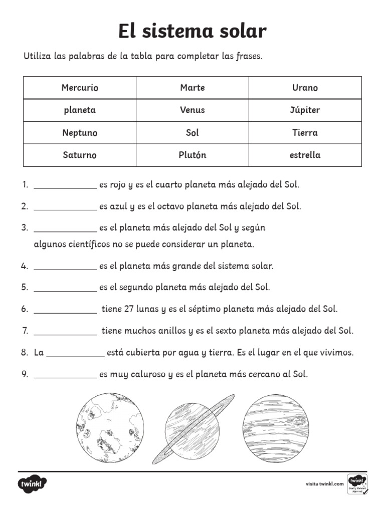 Actividades del Sistema Solar para Niños | PDF